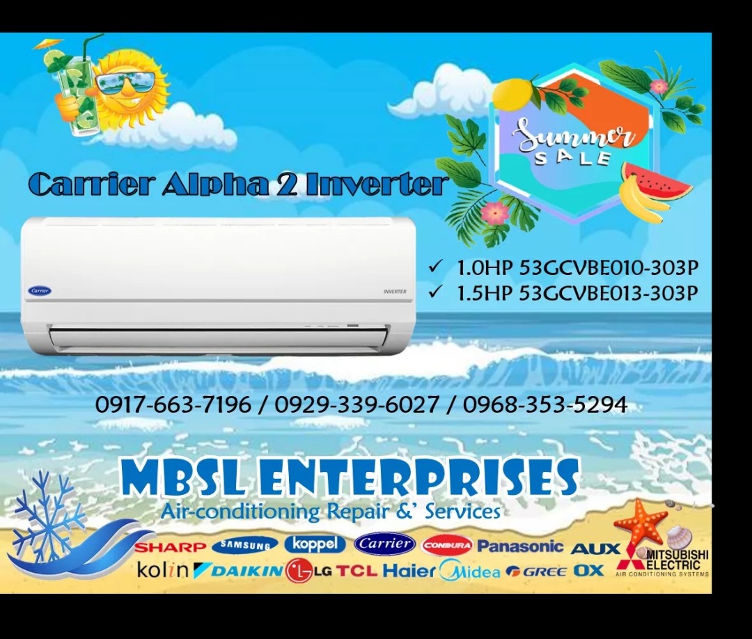 CARRIER ALPHA INVERTER SPLIT TYPE AIRCON WITH FREE INSTALLATION, TV ...