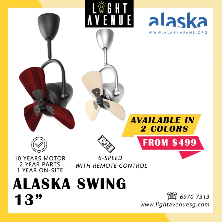 Alaska Swing 13INCH DC Corner/Ceiling Fan, Furniture & Home Living ...