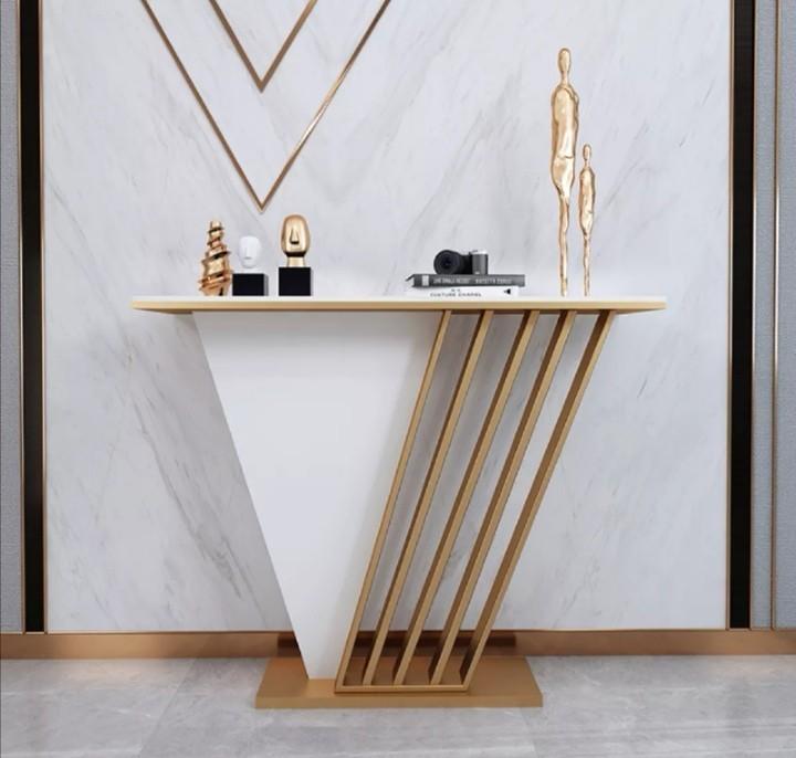 L100 cm Victory Trophy Display Hallway Table White Gold, Furniture ...