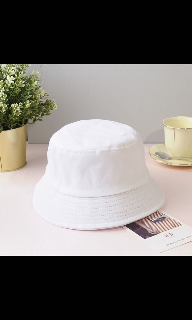 plain white bucket hat, Women's Fashion, Watches & Accessories, Hats ...