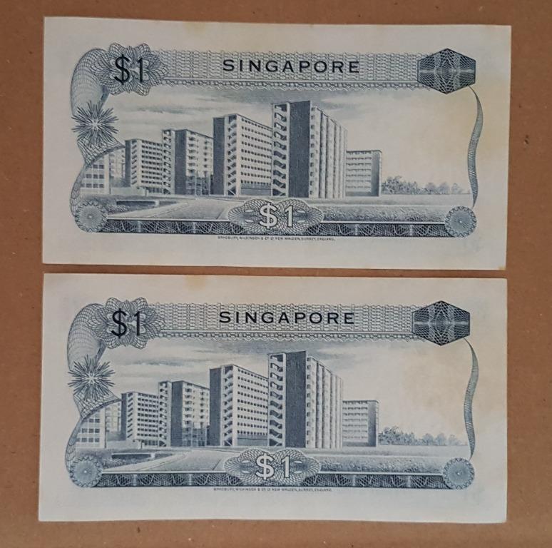 For 2 Pieces, Singapore 1st series of Currency, 2 running numbers ...