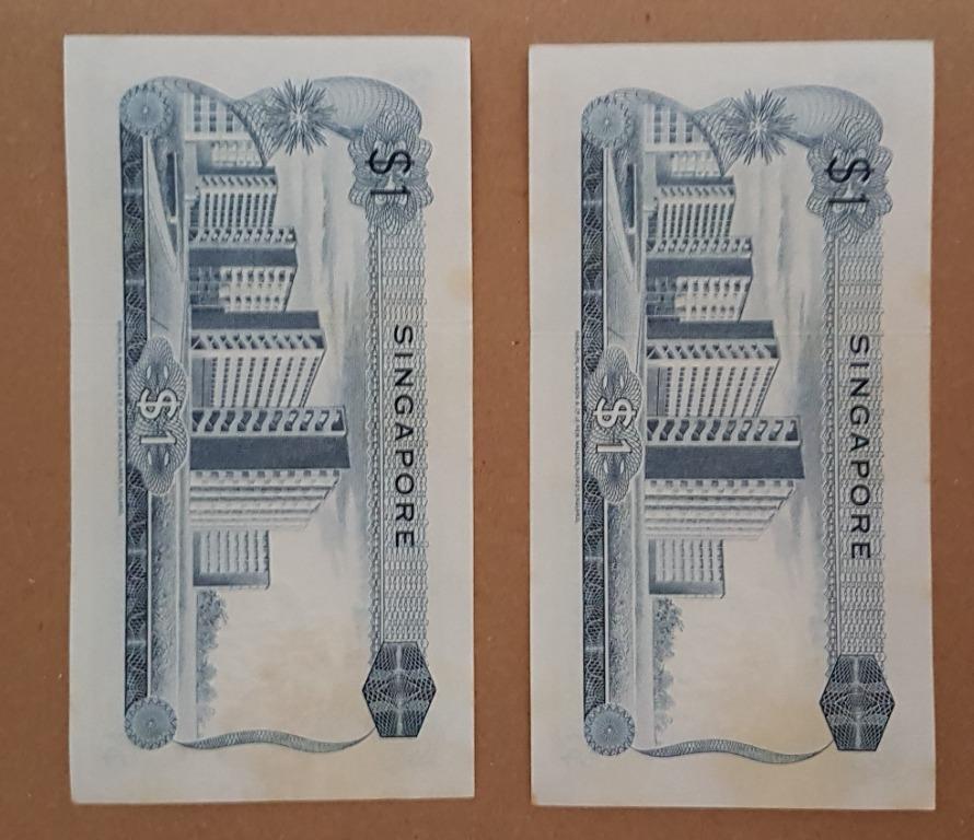 For 2 Pieces, Singapore 1st series of Currency, 2 running numbers ...