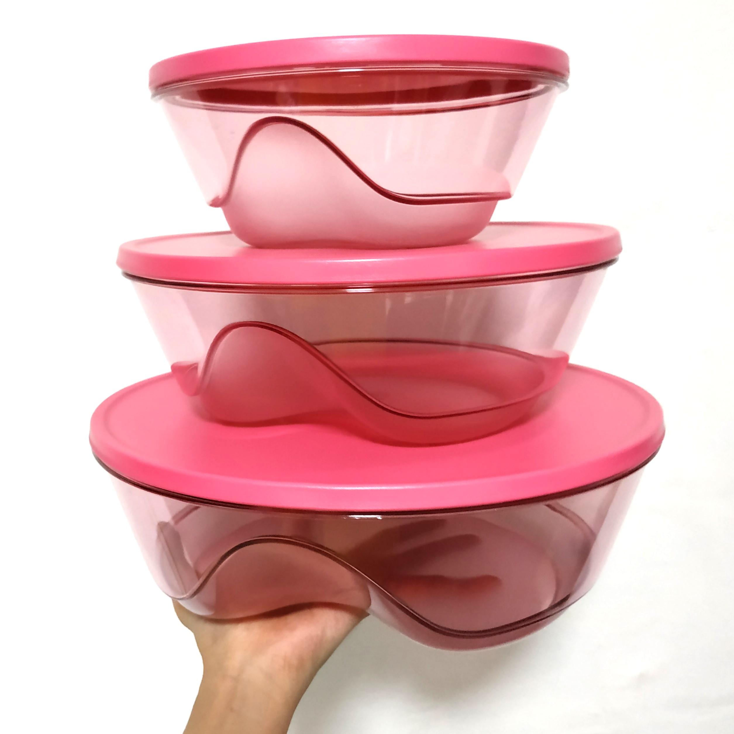 Tupperware Crystal Clear Festive Bowl Containers Set of 3 with Ladles ...
