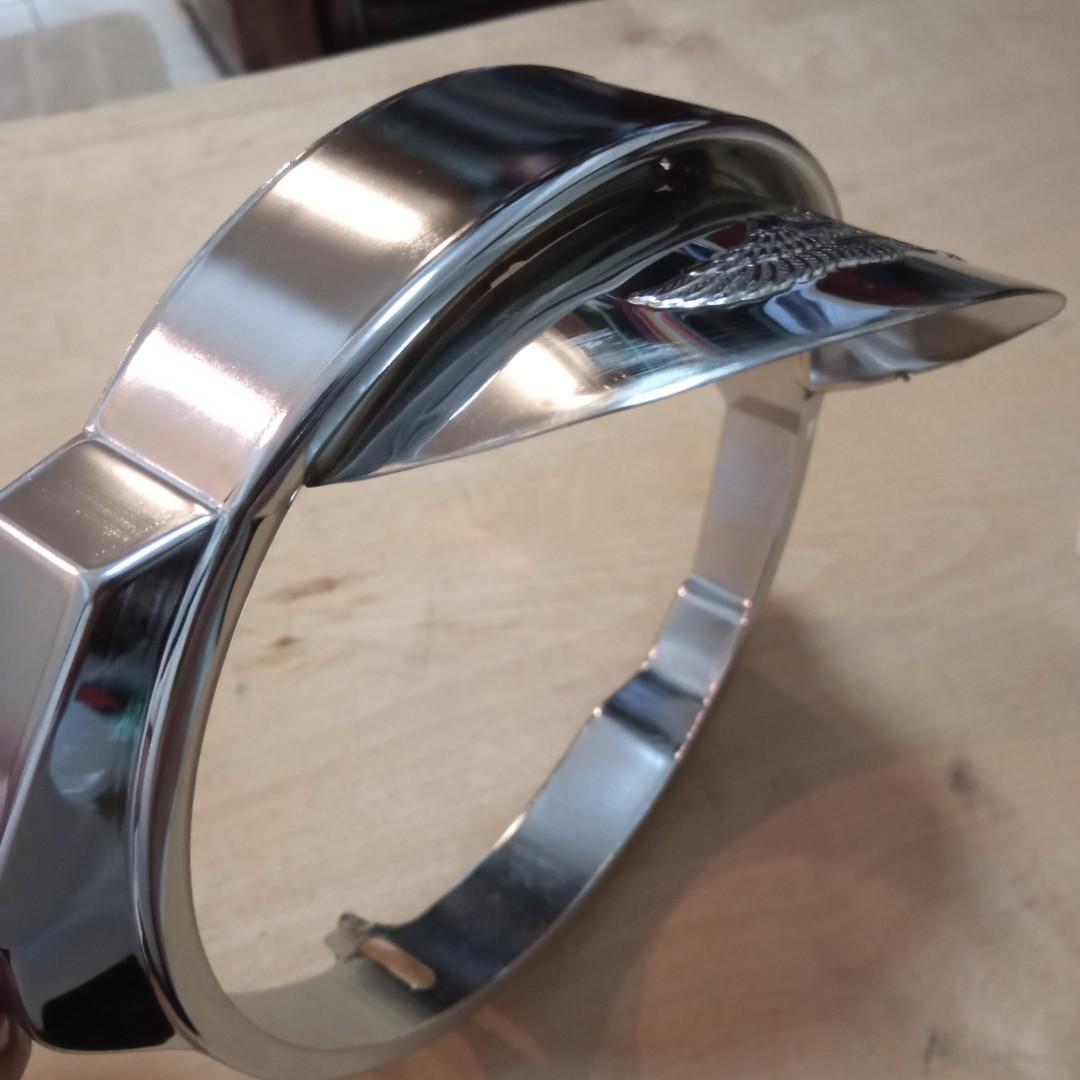 Vespa headlight rim with peak visor cover, Motorcycles, Motorcycle ...