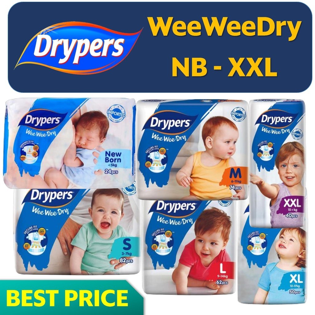 [Free Delivery] Drypers Wee Wee Dry Carton Sales-NB/S/M/L/XL/XXL (all ...