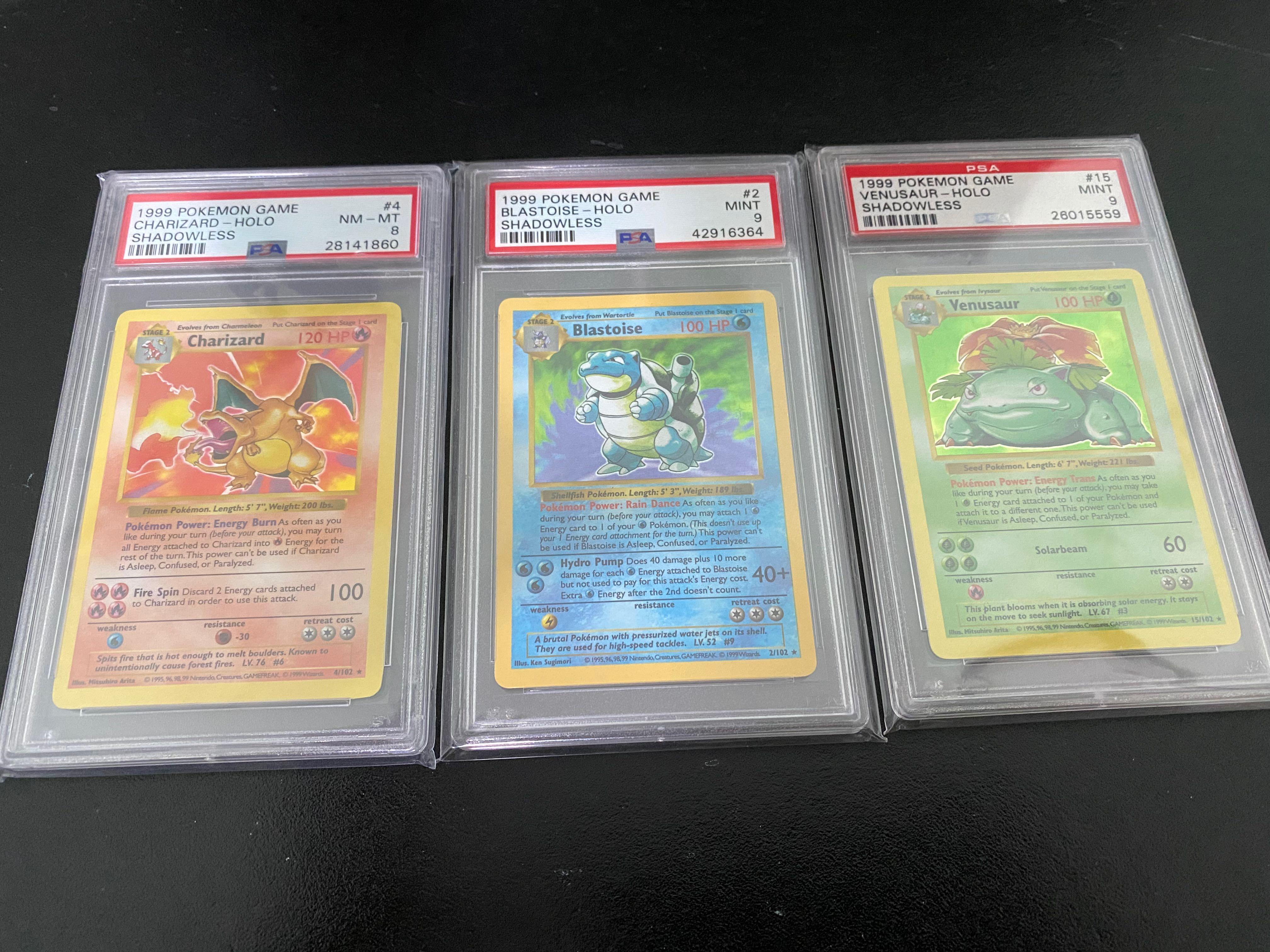 Charizard Blastoise Venusaur Shadowless Base Trio Psa 8,9,9, Hobbies ...