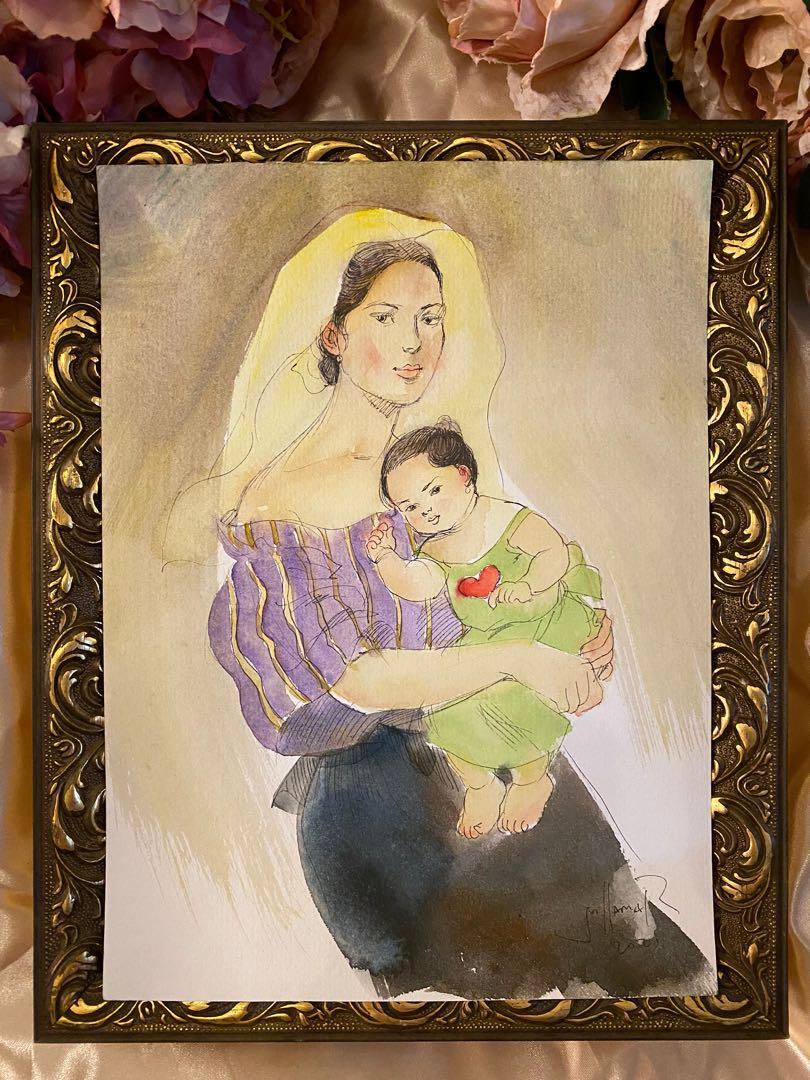 Mother and Child/Daughter/Girl - Watercolor Painting - by Joseph ...