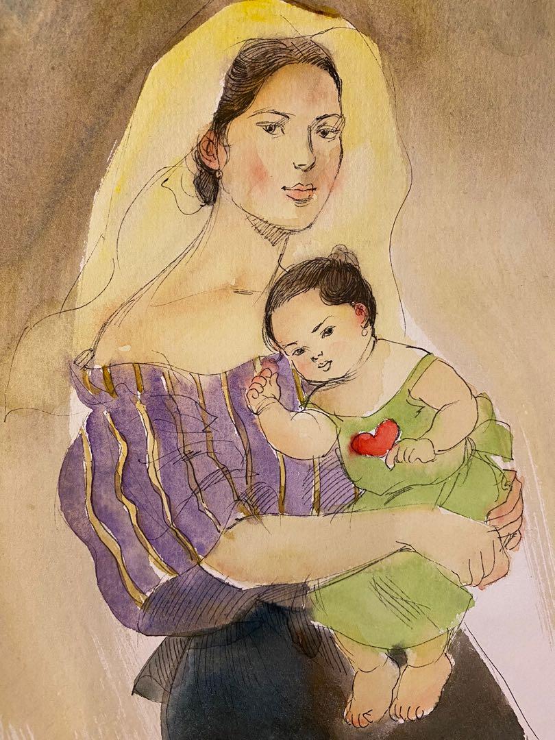 Mother and Child/Daughter/Girl - Watercolor Painting - by Joseph ...