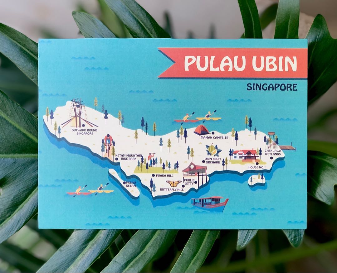 Pulau Ubin Map Postcard (2nd Reprint!), Hobbies & Toys, Stationery ...