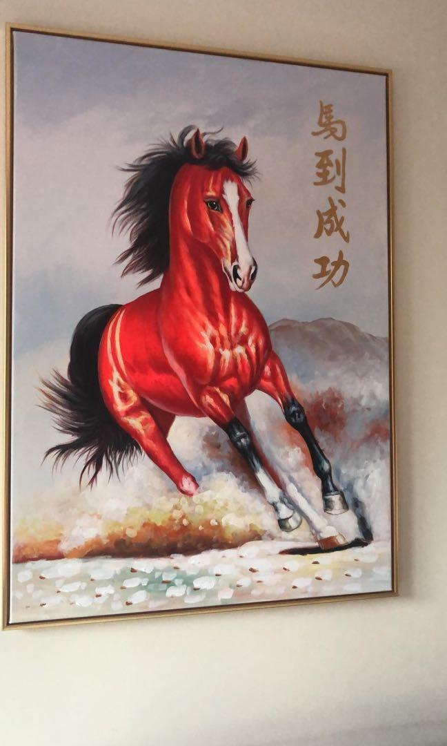 Red Horse Painting, Hobbies & Toys, Art & Prints on Carousell