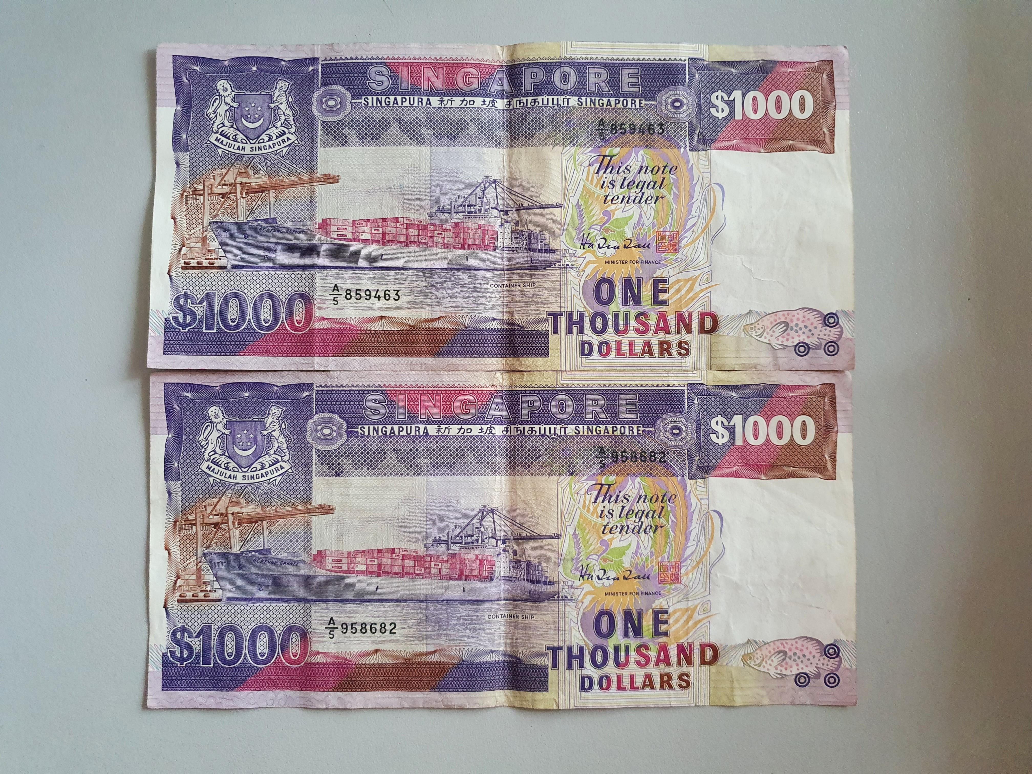 Singapore $1000 ship series notes, Hobbies & Toys, Memorabilia ...
