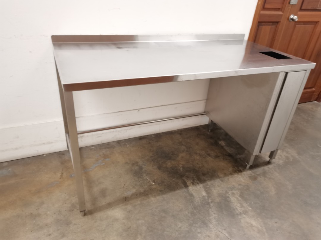 Stainless steel table with trash bin, Home Appliances, Kitchenware on ...