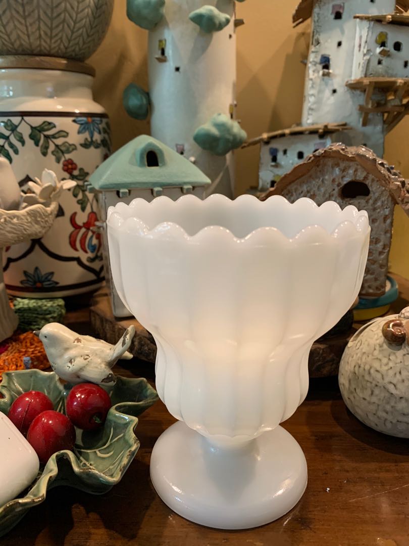 Vintage milk glass vase, Furniture & Home Living, Kitchenware ...