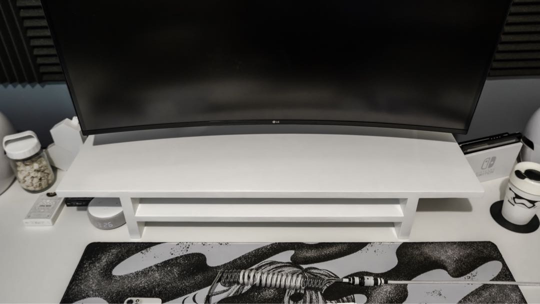 White Monitor Riser, Furniture & Home Living, Office Furniture ...