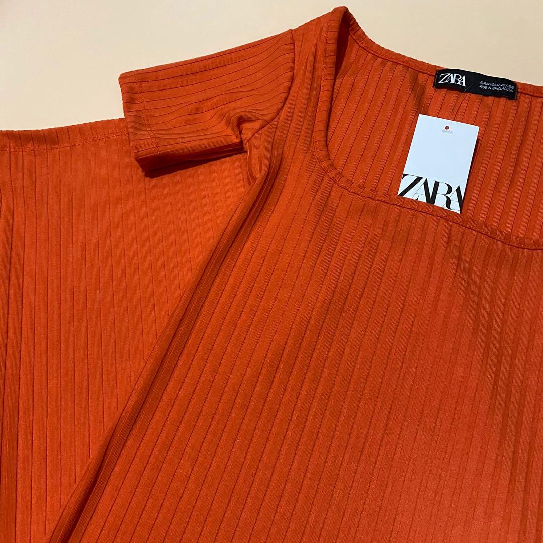 Zara ribbed squareneck bodycon midi dress, Women's Fashion, Dresses ...