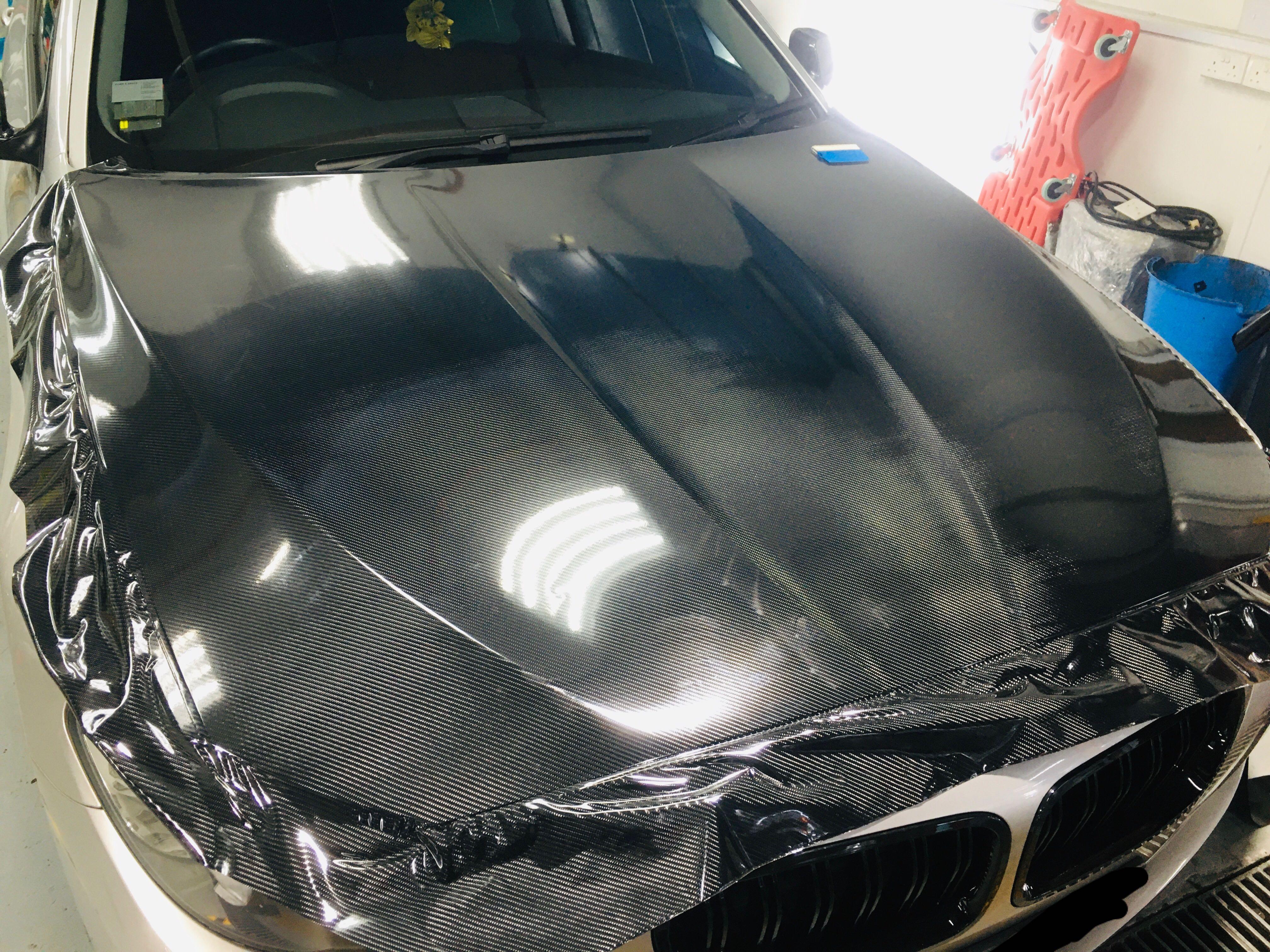 Ultra gloss carbon fiber bonnet vinyl wrapping bmw audi Mercedes Honda ...