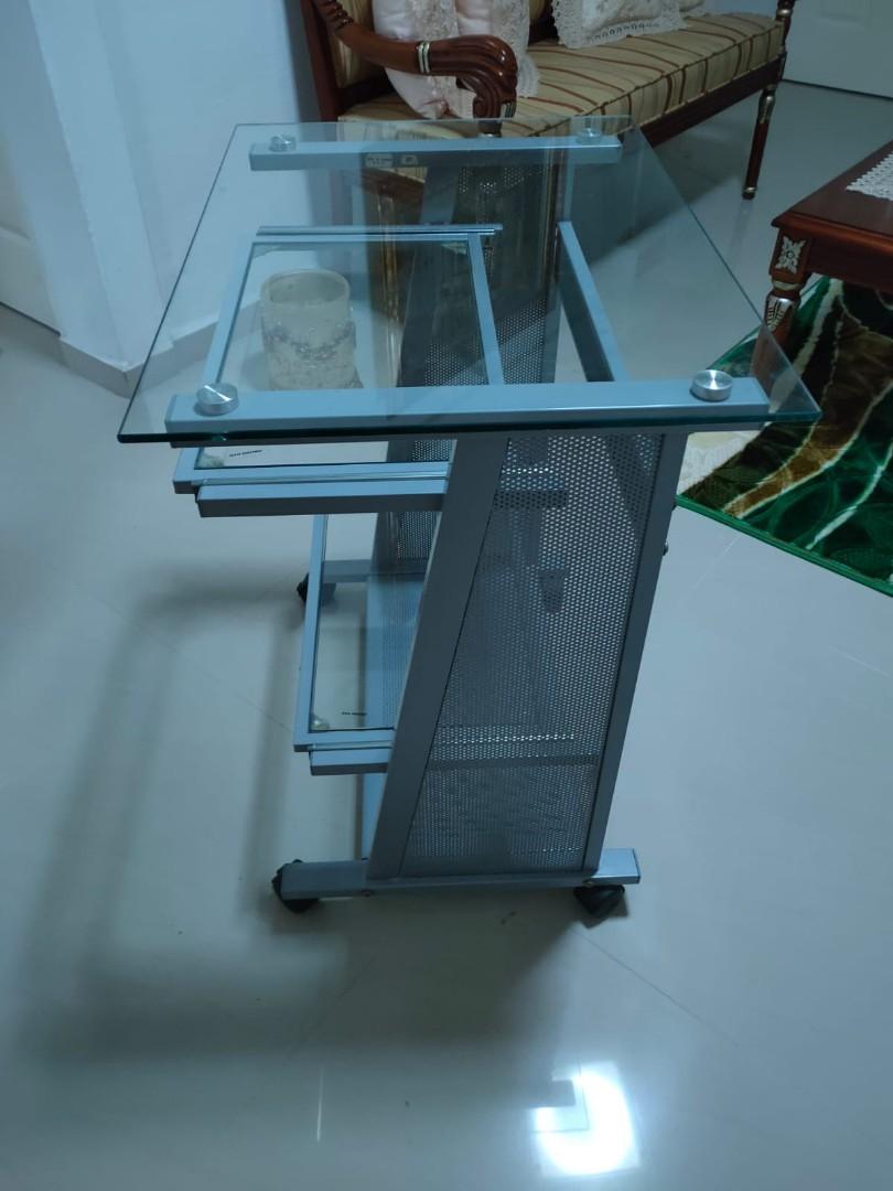 Glass Computer Table, Furniture & Home Living, Furniture, Tables & Sets ...