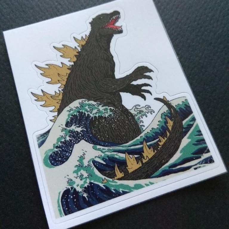 Godzilla Kanagawa Wave Japan 3M Sticker, Hobbies & Toys, Stationery ...