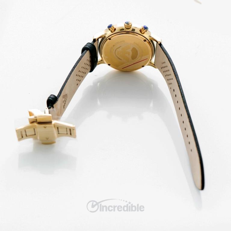 [NEW] Emporio Armani Chronograph Quartz Beige Dial Green Leather Strap ...