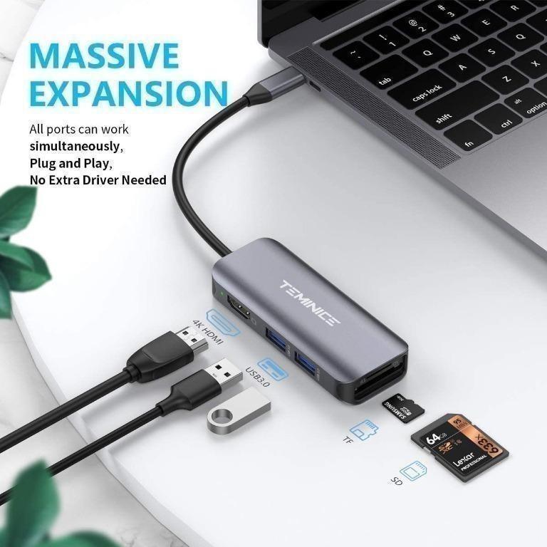 【Updated 2020 Version】USB C Hub Adapter,6 in 1 Portable Aluminium ...