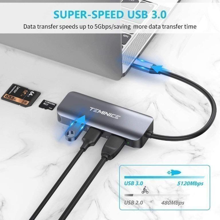 【Updated 2020 Version】USB C Hub Adapter,6 in 1 Portable Aluminium ...