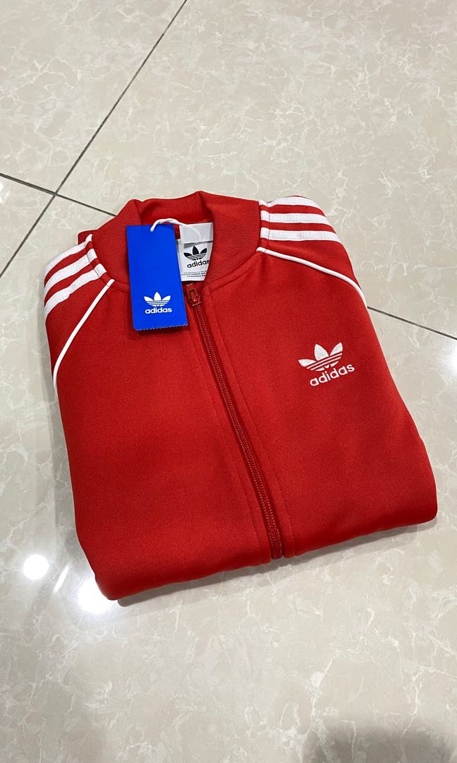 Adidas Originals SST Track Jacket Cherry Red, Men's Fashion, Coats ...