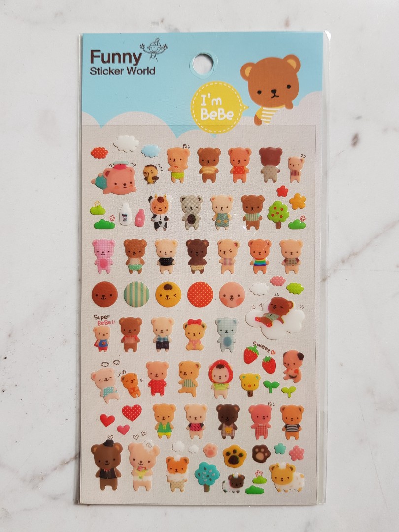 Bear Sticker sheet, Hobbies & Toys, Stationery & Craft, Craft Supplies ...