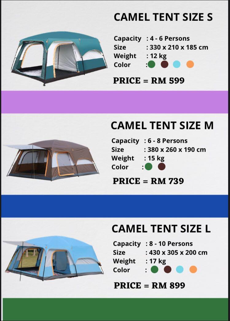 camel tent size