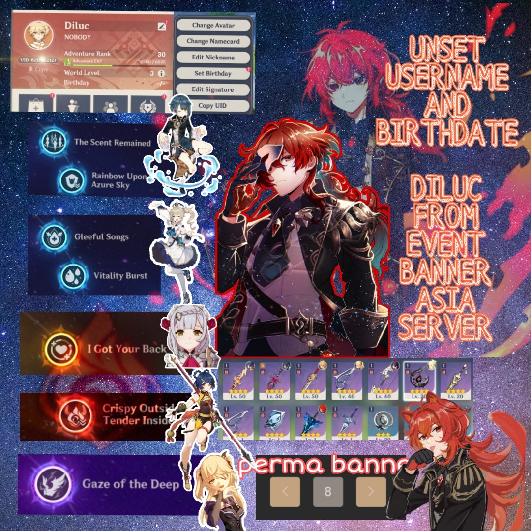 DILUC FROM EVENT BANNER RUSH, Video Gaming, Video Games, Xbox on Carousell