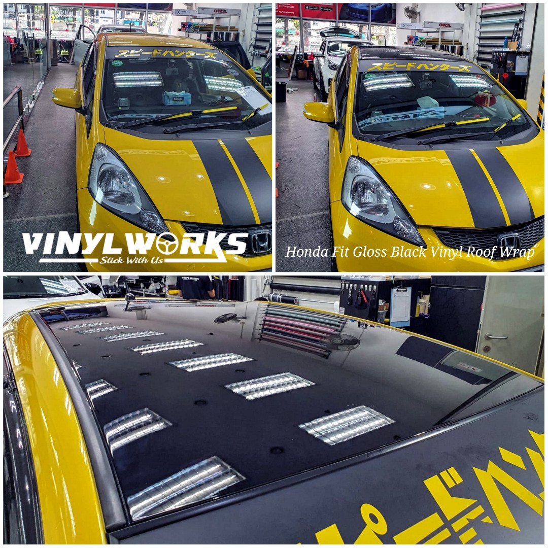 Honda Fit Gloss Black Vinyl Roof Wrap, Car Accessories, Accessories on ...