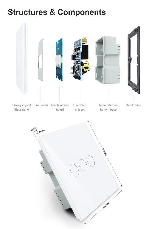 LIVOLO Intermediate Switch Touch Light Switch White with LED Indicator ...