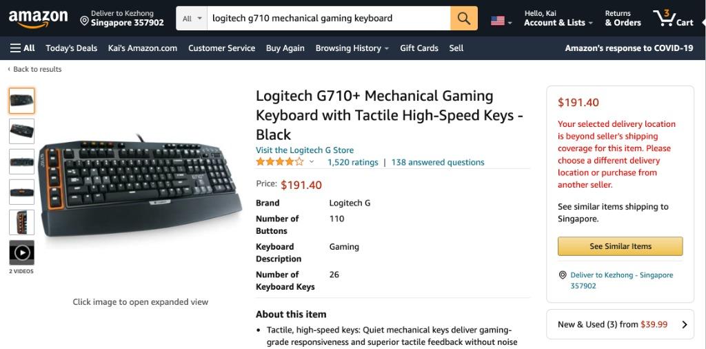 Logitech G710+ gaming mechanical keyboard, Computers & Tech, Parts ...