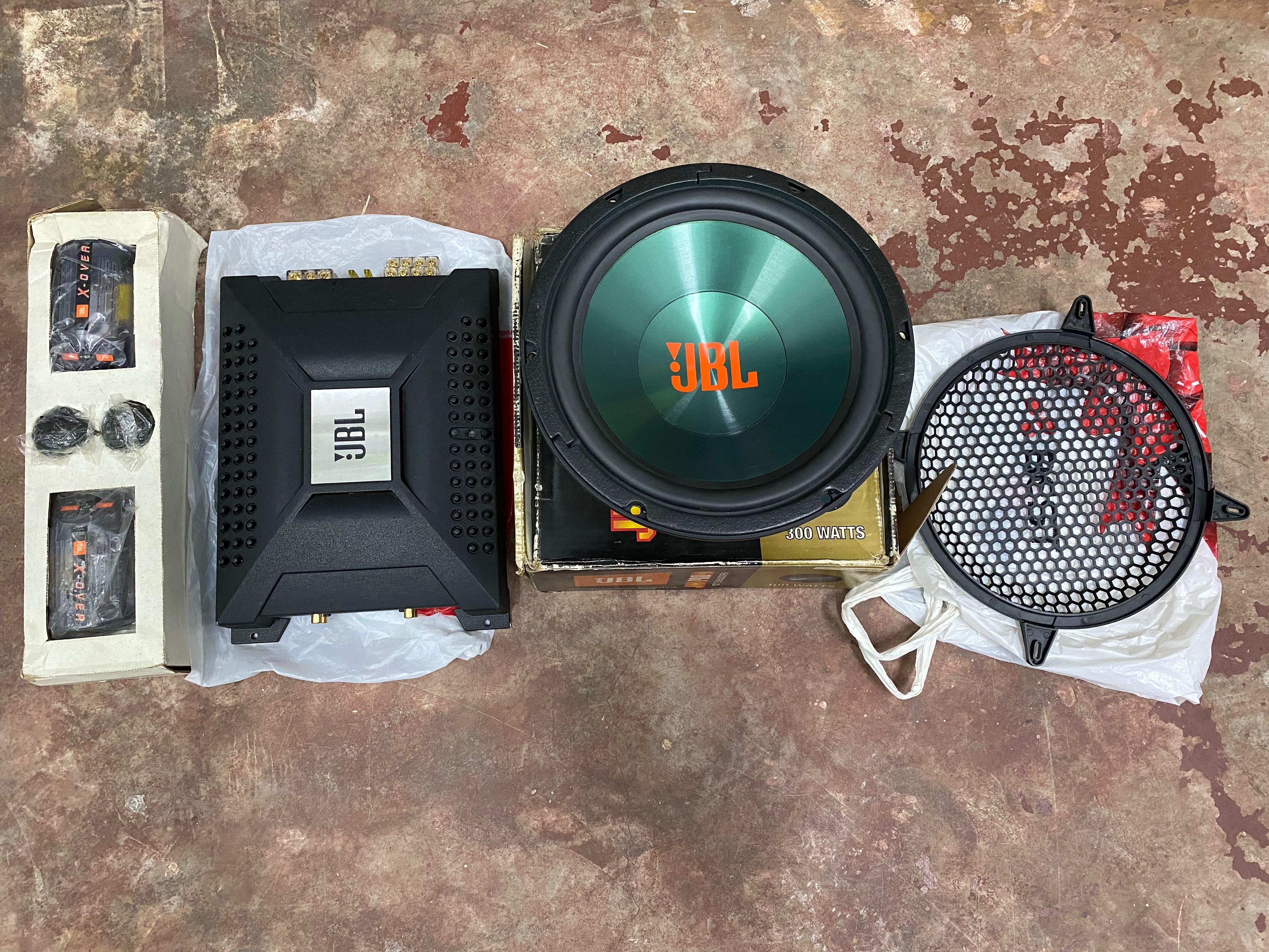 Selling JBL 10” subwoofer speaker with grill, jbl 4 channel amplifier ...