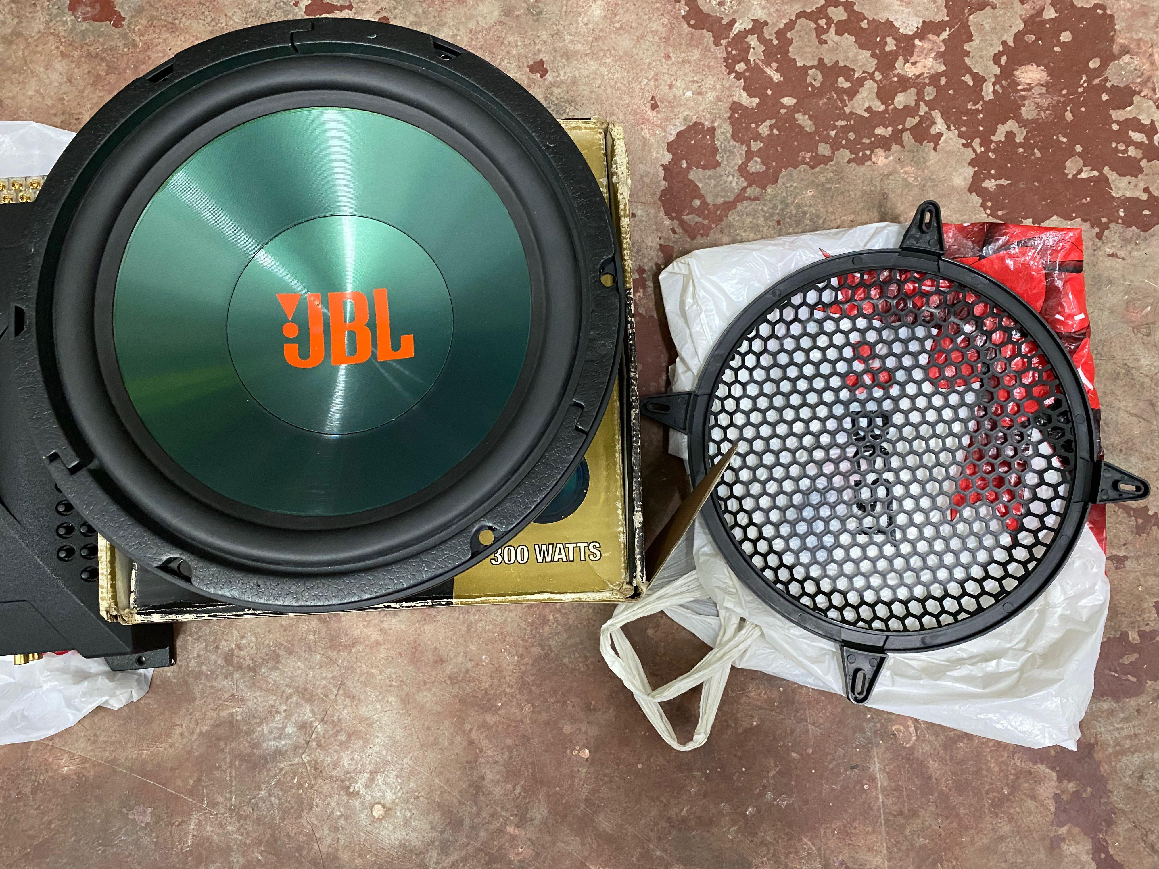 Selling JBL 10” subwoofer speaker with grill, jbl 4 channel amplifier ...