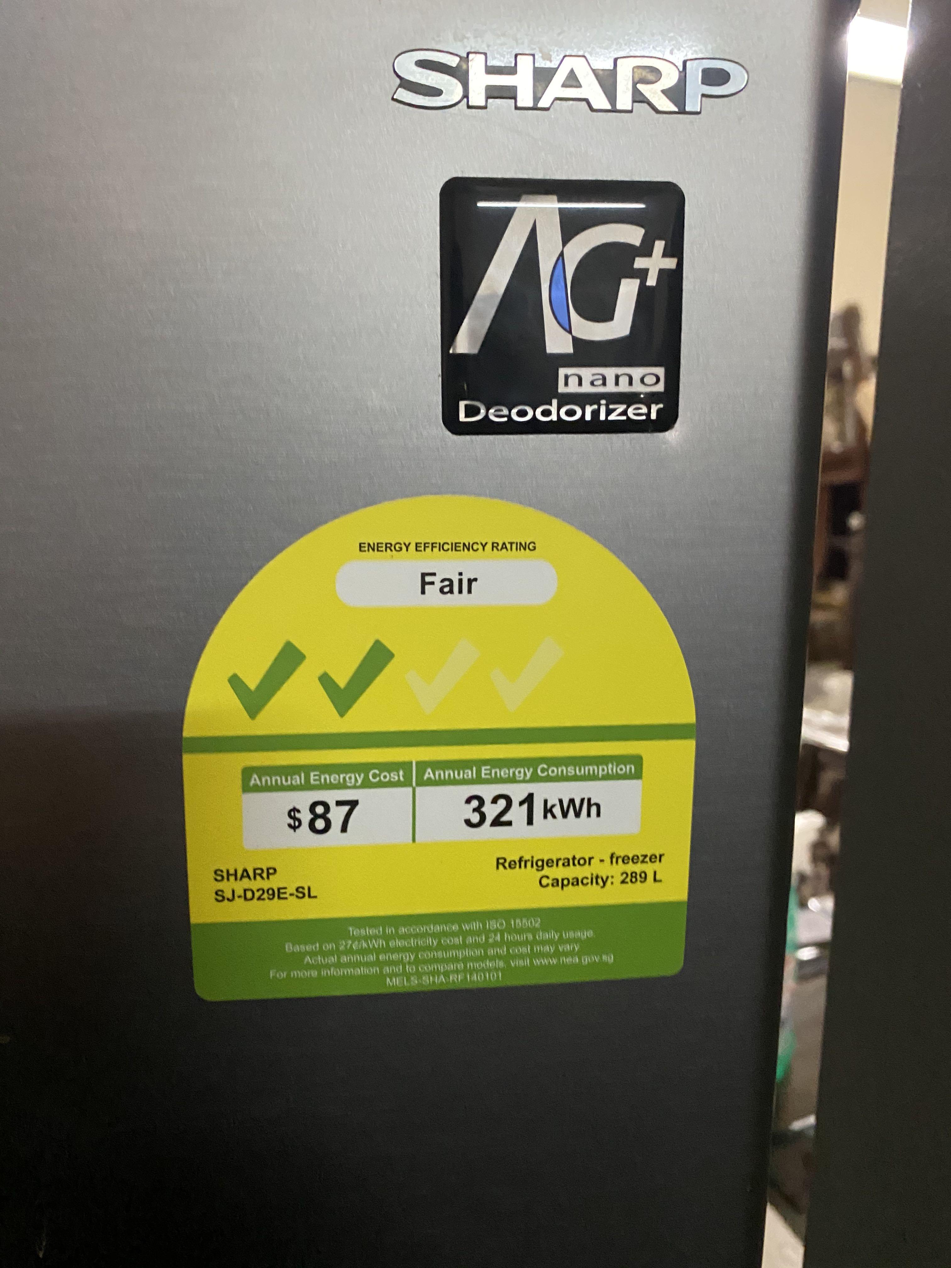 Sharp 289l 2 door fridge / refrigerator, TV & Home Appliances, Kitchen ...