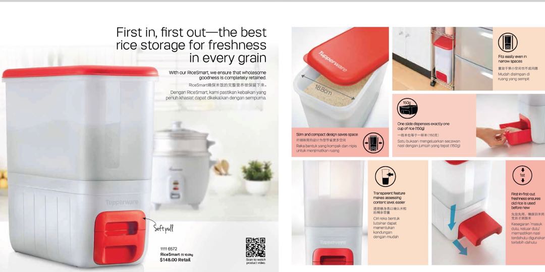 Tupperware Rice Keeper 10Kg, Furniture & Home Living, Kitchenware ...