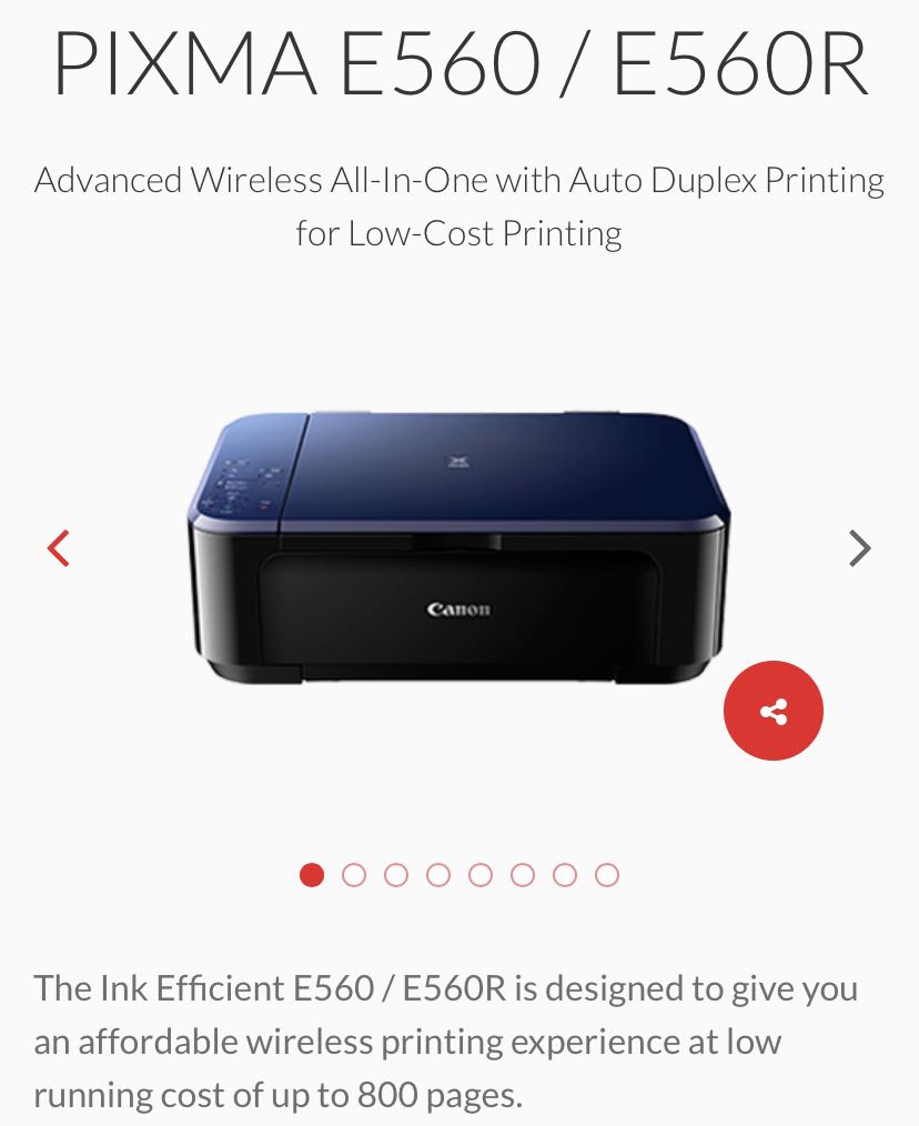 Canon Pixma Ink efficient E560 Black, Computers & Tech, Printers ...