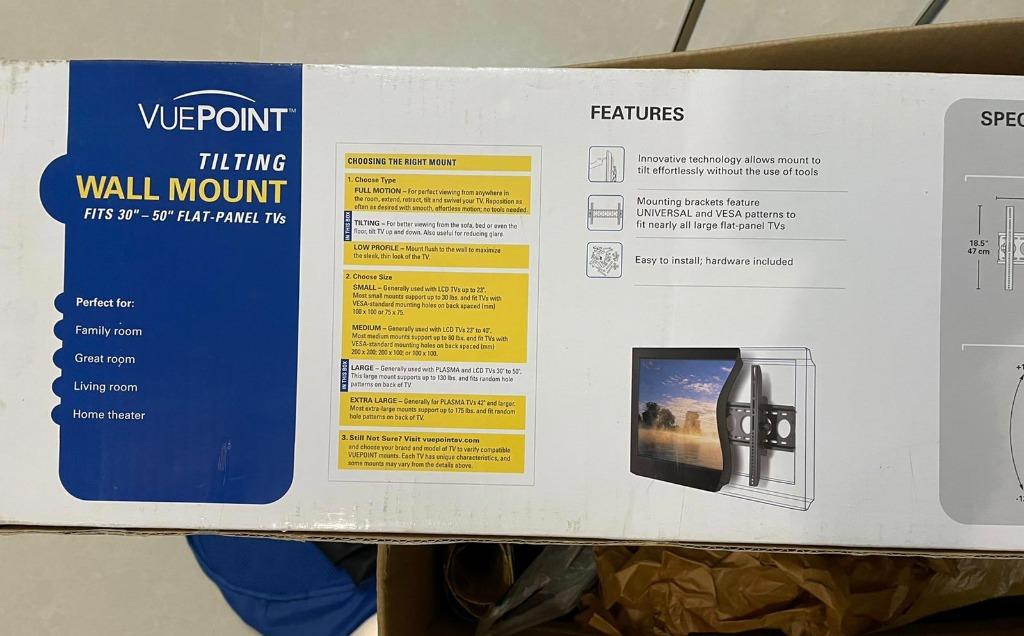 FREE VuePoint Tilting Wall Mount for TV, TV & Home Appliances, TV ...