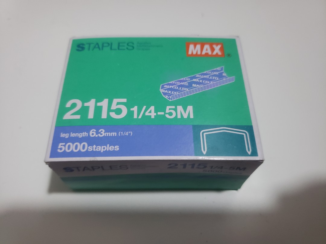 MAX 2115 1/4-5M 釘書釘(5000枚/盒,共4盒), 興趣及遊戲, 手作＆自家設計, 其他 - Carousell