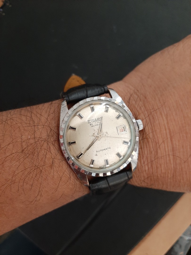 Rare Classic 60s Tugaris Green Leaves Swiss Automatic, Men's Fashion ...