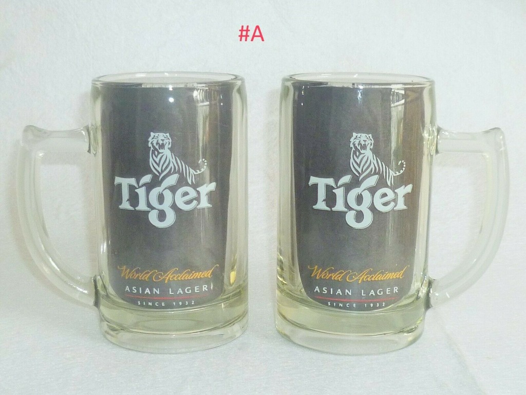 Singapore Edition ! 1 pc . of Tiger Beer Solid Heavy Glass Mug 5 ...