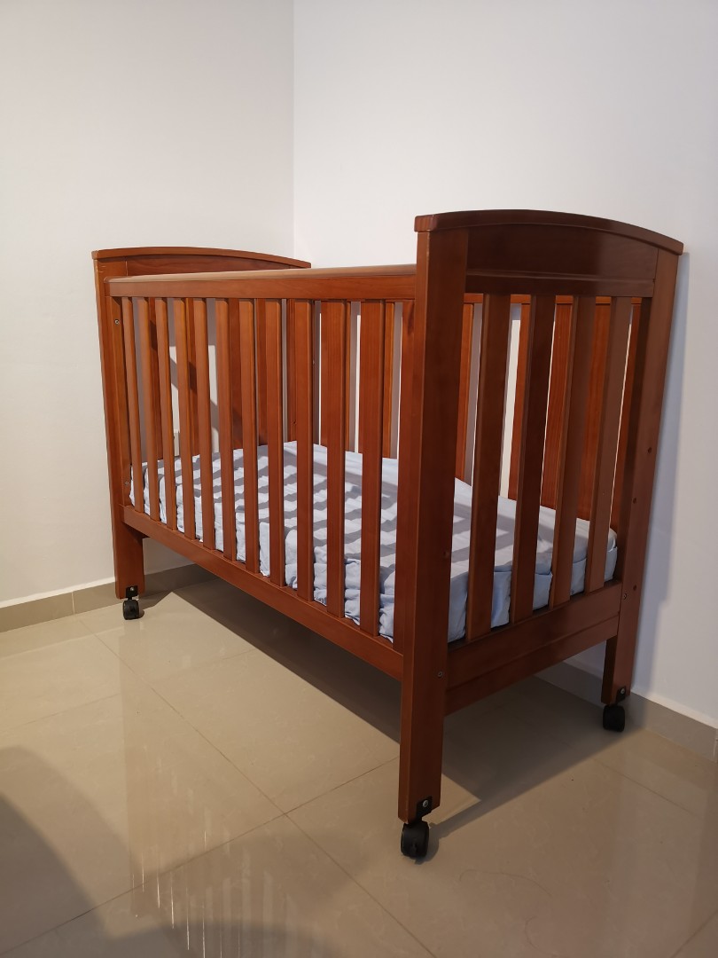 solid oak wood baby cot with foam mattress from Baby Kingdom, Babies ...