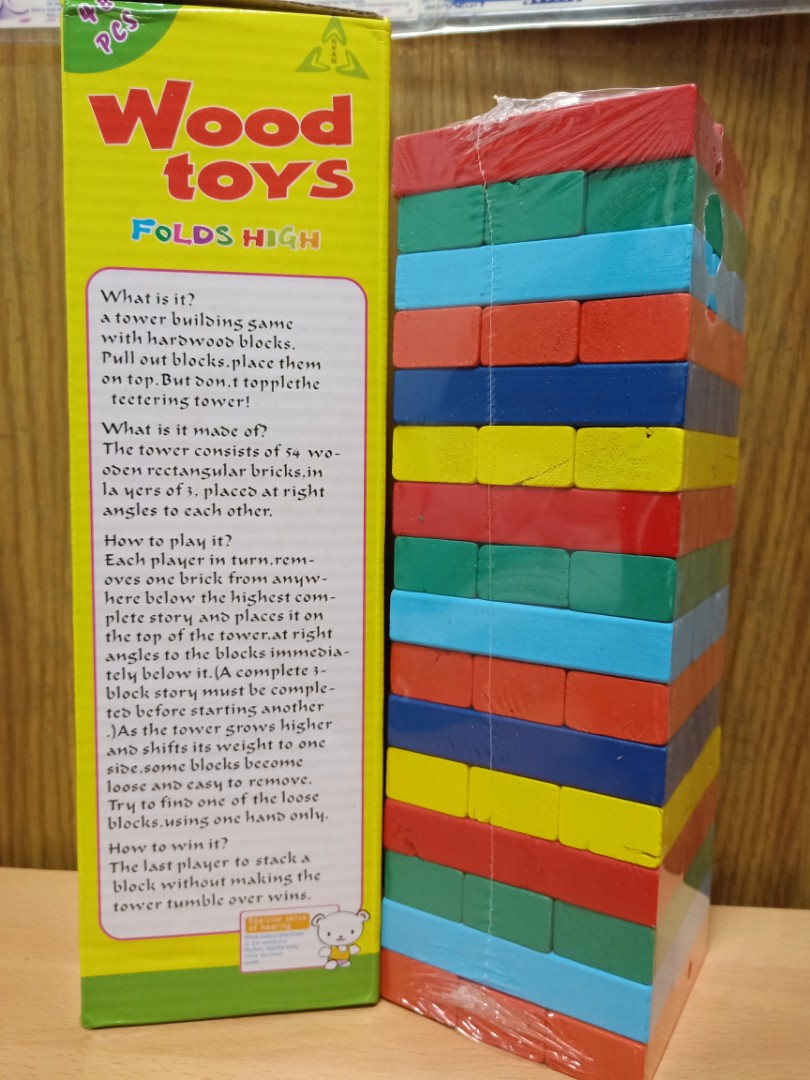 Wooden Colour Jenga Stack Tower Blocks, Hobbies & Toys, Toys & Games on ...