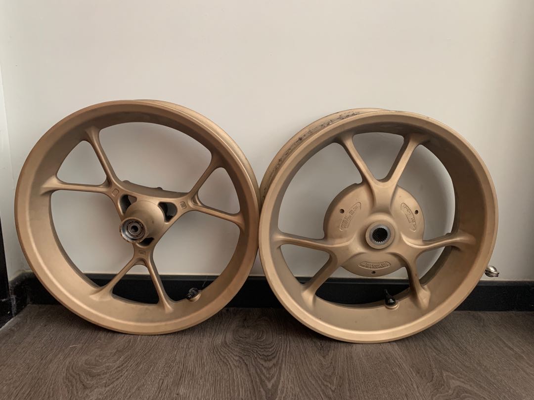 Aerox Stock Gold Rims, Motorcycles, Motorcycle Accessories on Carousell
