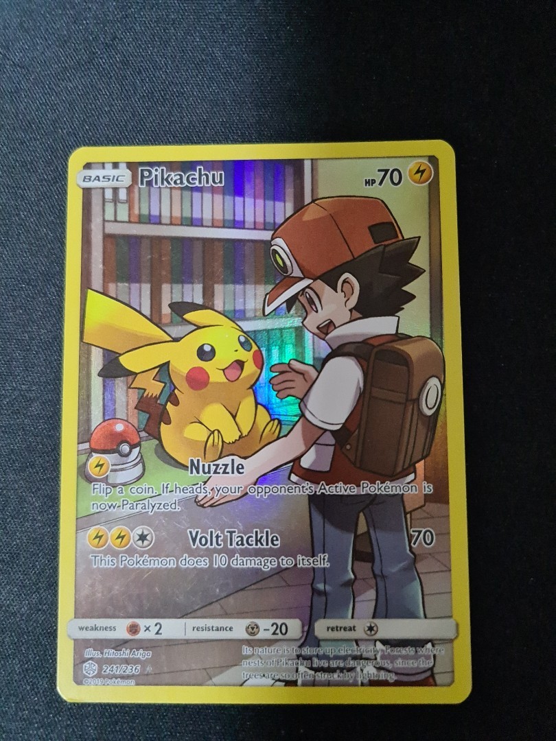 Ash red pikachu promo cosmic eclipse Pokemon card secret rare, Hobbies ...