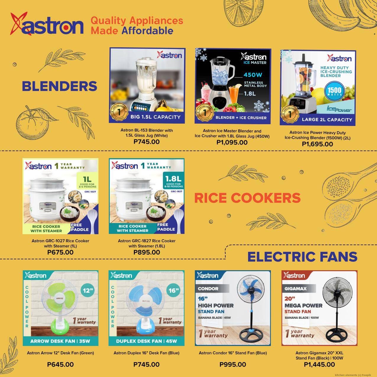 ASTRON Quality Appliances | Blender | Rice Cooker | Electric Fans, TV ...