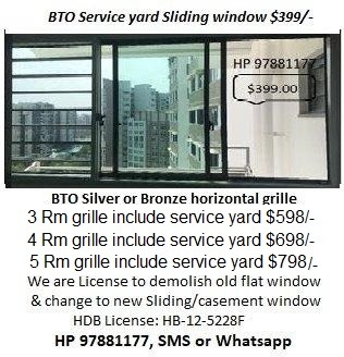 BTO service yard sliding window.$399.00 Hp 9788 1177, Home Services ...