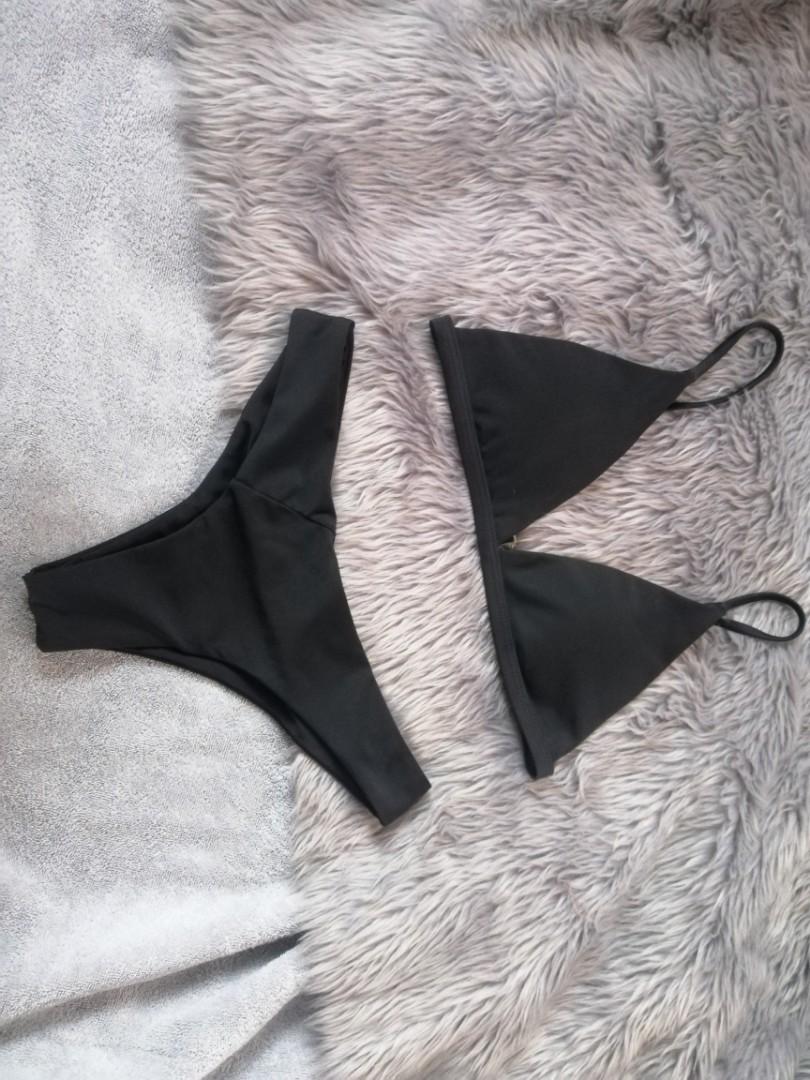 Classic Triangle Cut Black Bikini Pair, Women's Fashion, Tops ...