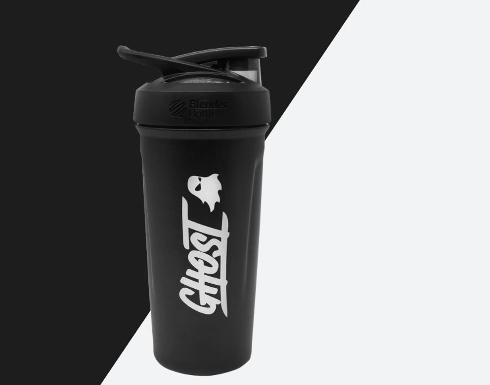 GHOST LOGO STAINLESS STEEL SHAKER (BLACK), Health & Nutrition, Health ...