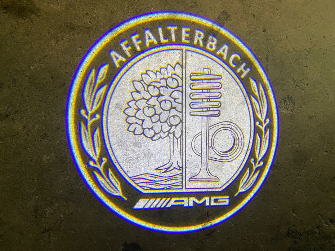 Mercedes Benz welcome door lights amg crest apple tree a b c cla e gla ...